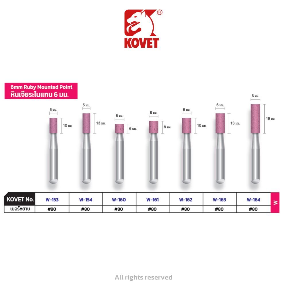 หินเจียระไนแกน 6 มม. KOVET #W193