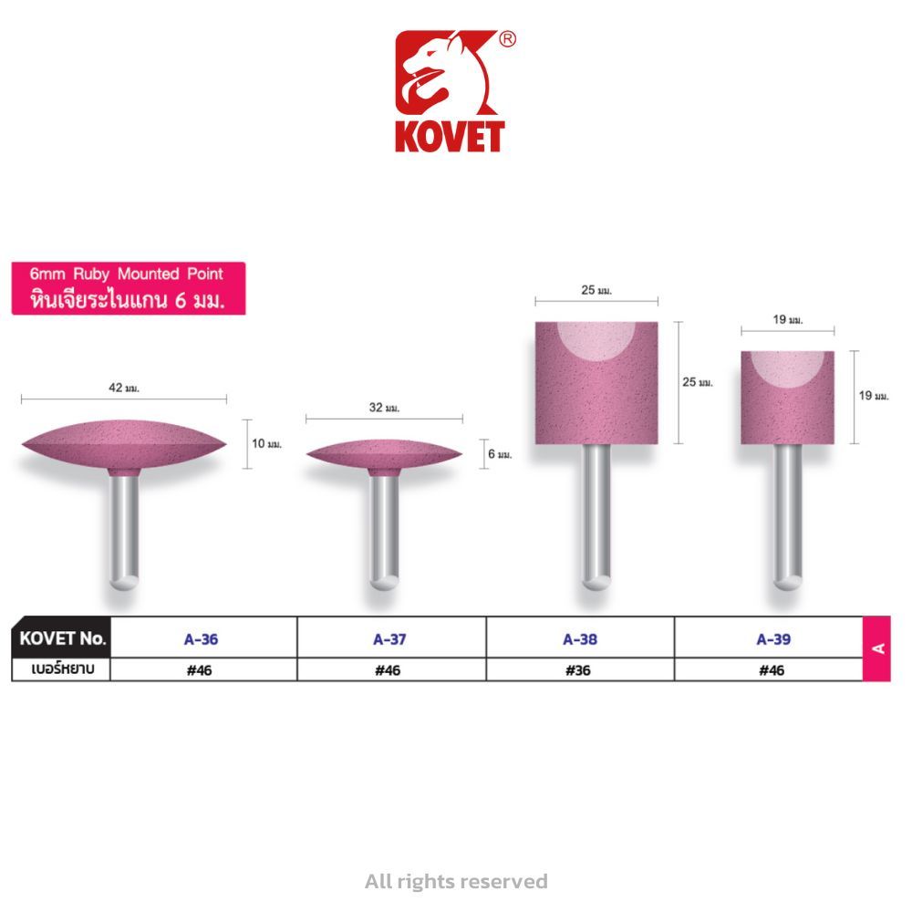 หินเจียระไนแกน 6 มม. KOVET #W193